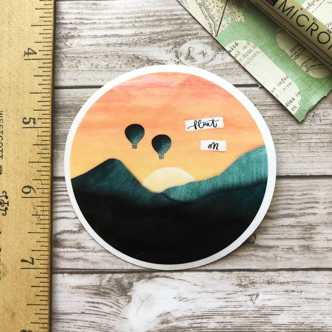 Hot Air Balloon Sticker | Float On, Mountain Adventure Stickers, Travel ...