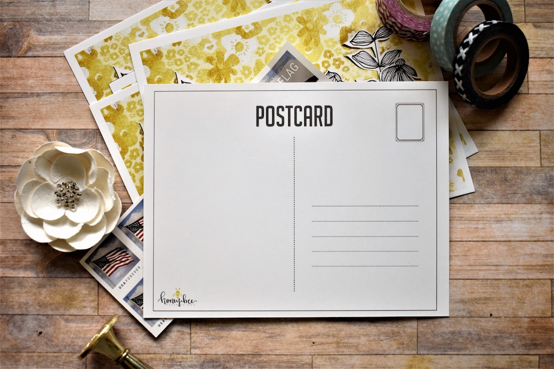 Postcards Yellow Scrappy Flowers Set of 5 Postcard Set | Etsy