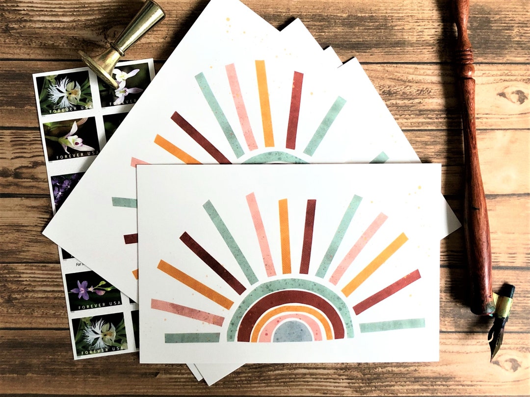 Postcards Scrappy Rainbow Watercolor -- Set of 5 | Rainbows, Hope, Love ...