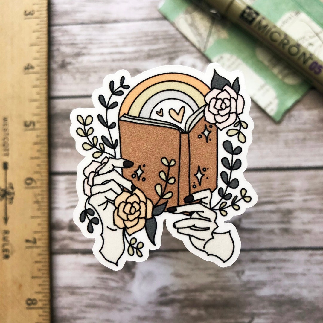 Book Rainbow Sticker | Floral Reading Books Laptop Decals | Cool ...