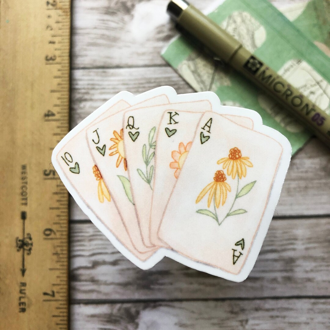 Playing Cards Sticker | Deck of Floral Cards, Poker Stickers, Flower ...