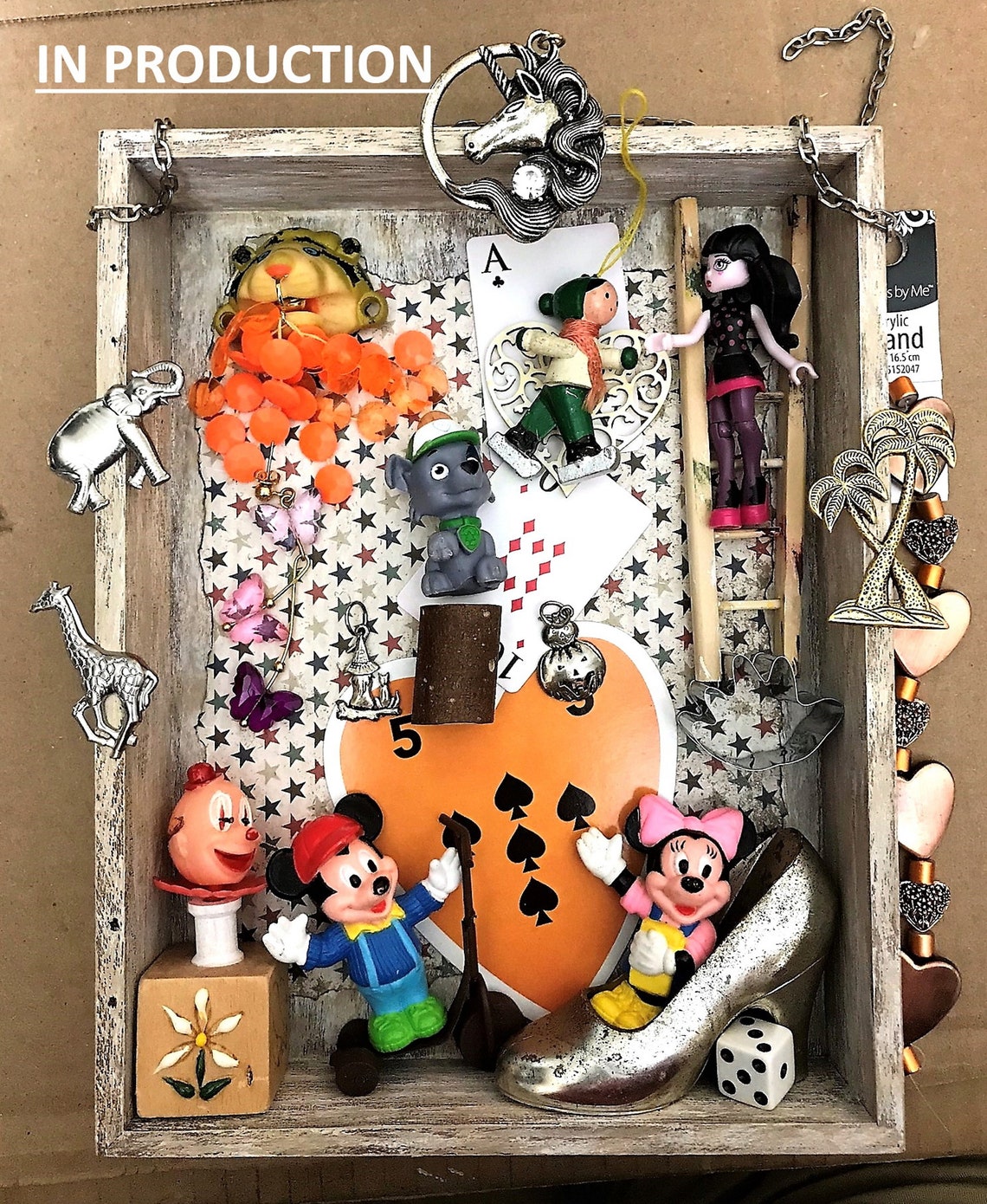 Shadow Box Assemblage, Vintage Toy Box, Cartoon Art Box, Whimsical Art ...