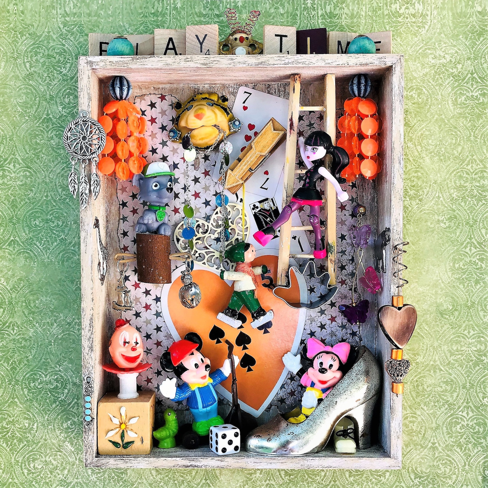 Shadow Box Assemblage, Vintage Toy Box, Cartoon Art Box, Whimsical Art ...