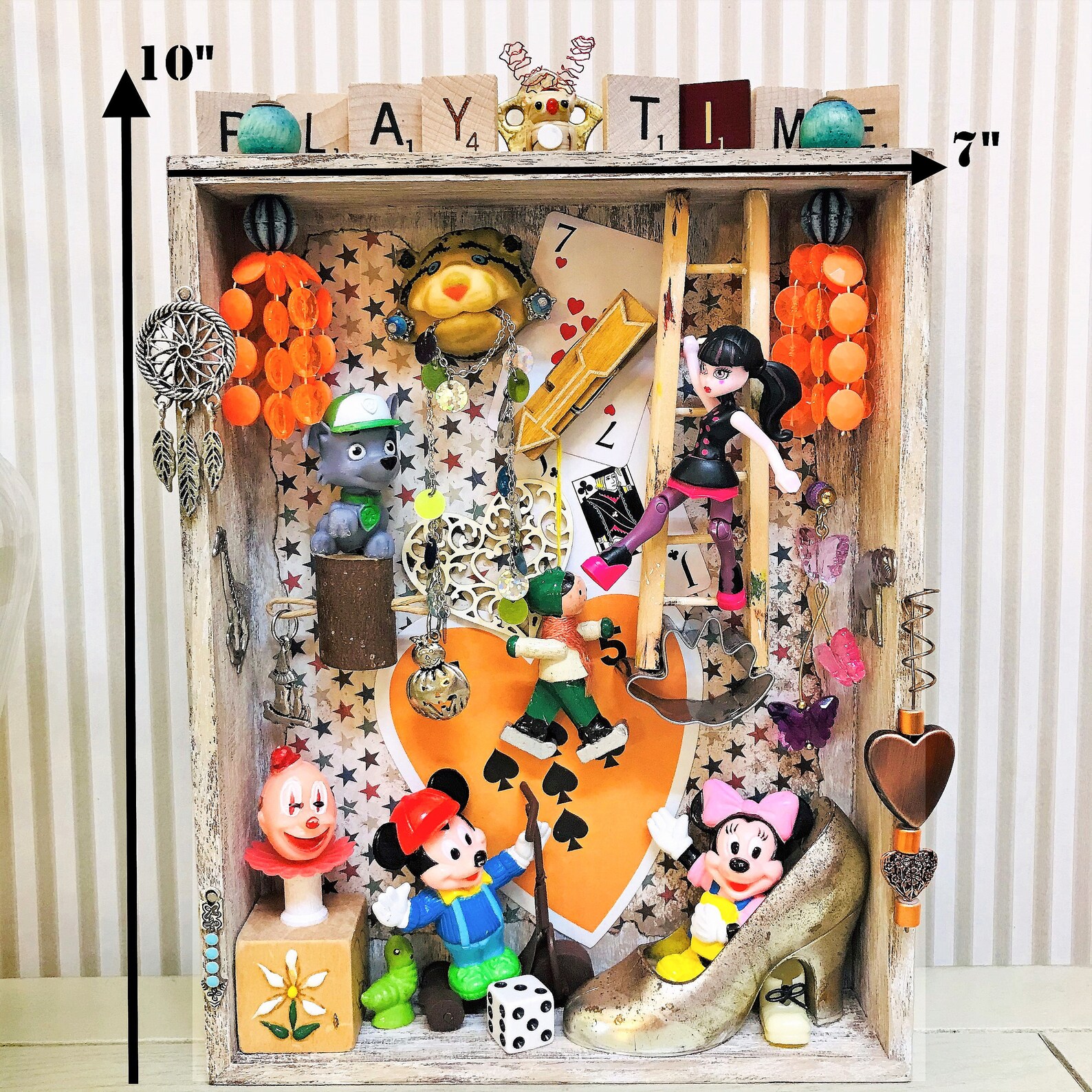 Shadow Box Assemblage, Vintage Toy Box, Cartoon Art Box, Whimsical Art ...