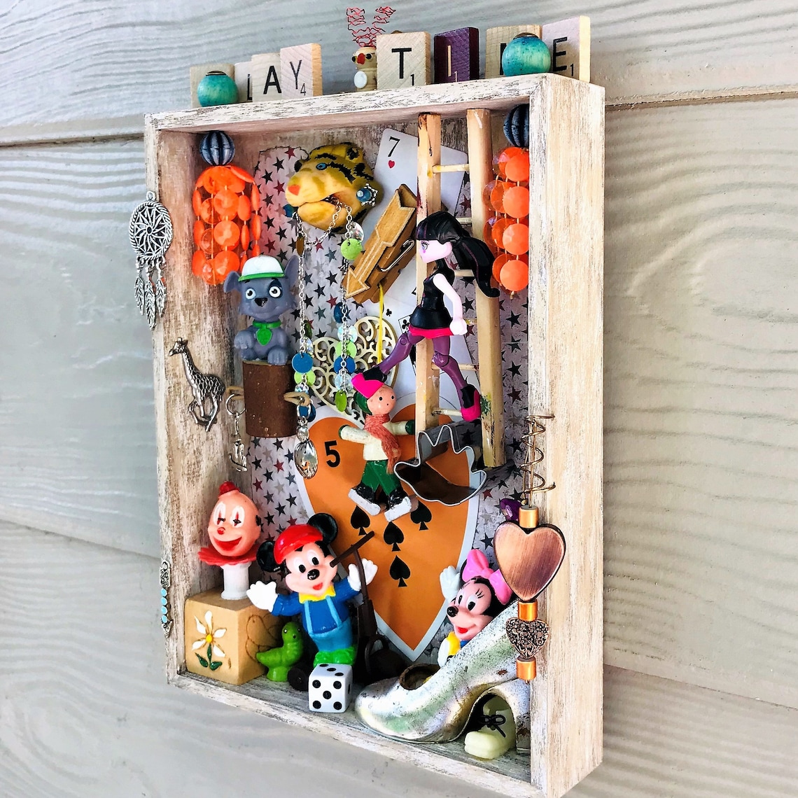 Shadow Box Assemblage, Vintage Toy Box, Cartoon Art Box, Whimsical Art ...