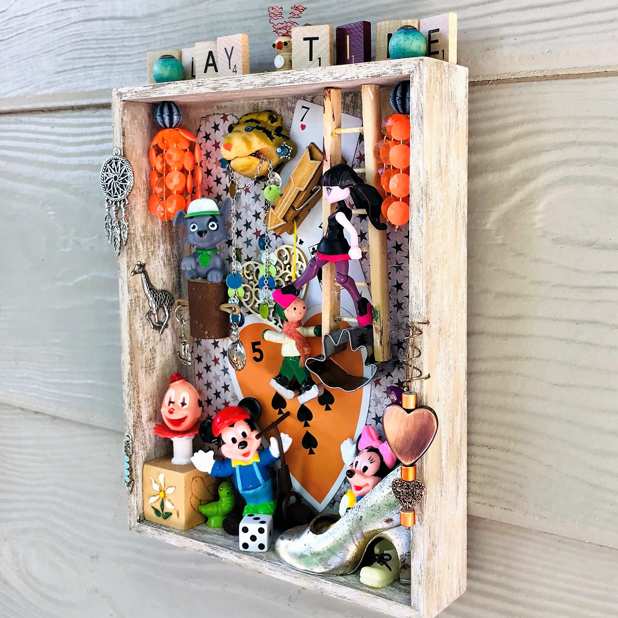 Shadow Box Assemblage, Vintage Toy Box, Cartoon Art Box, Whimsical Art ...