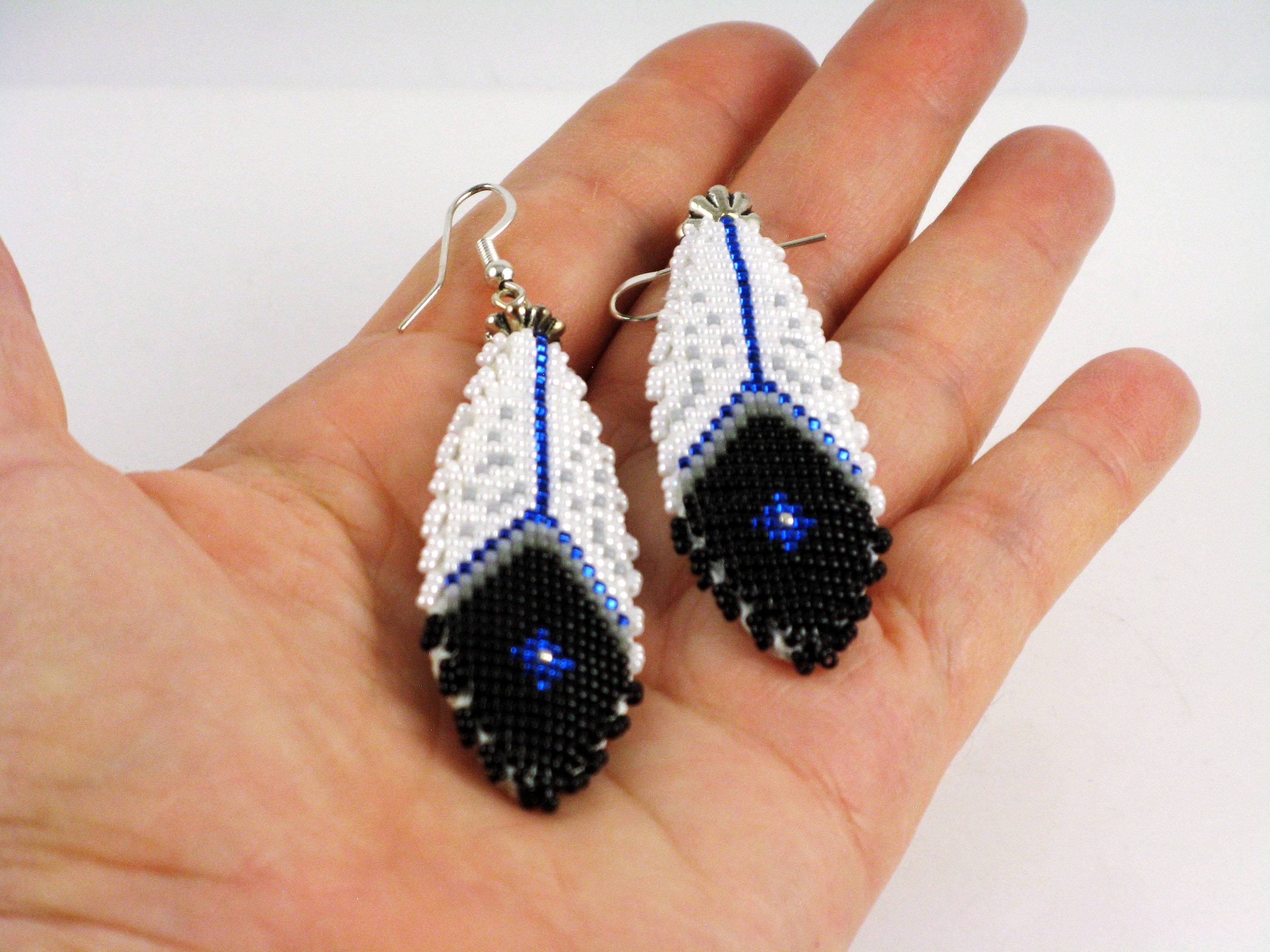 Feather Earrings, Beadwork Feather, Native Earrings, Native Feather ...
