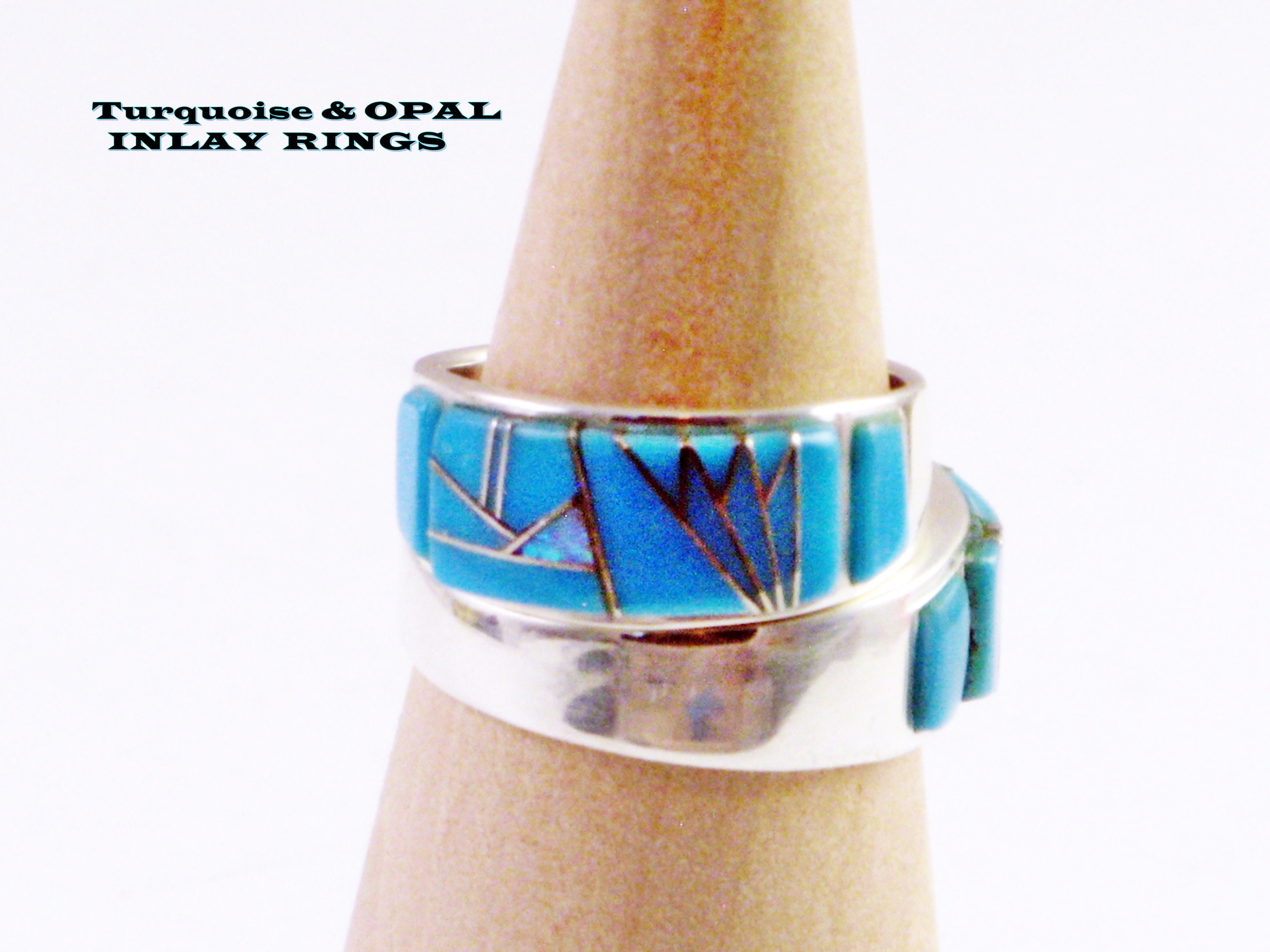Blue Turquoise Inlay,turquoise Inlay Ring, OPAL Turquoise Ring, Wide or ...