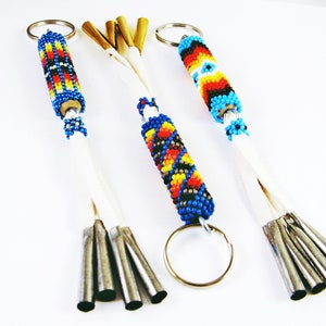 Red White Blue FLAG Beadwork Key Chains, Artisan Handmade Key Ring, 7 ...