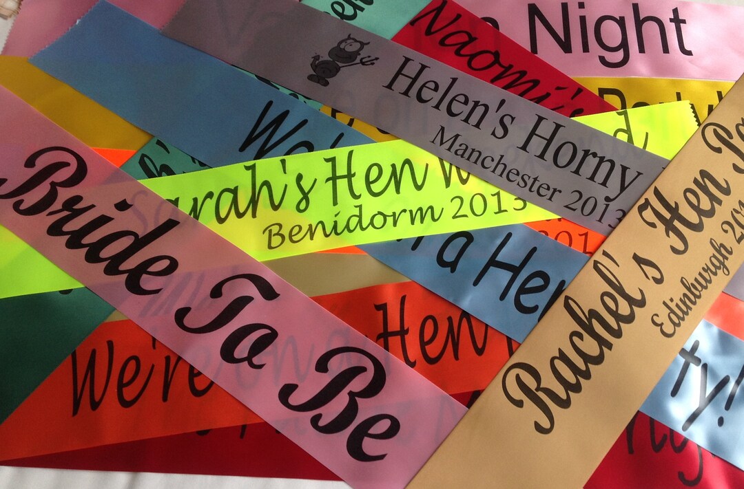 Custom Printed Sashes Hen Night Birthday Baby Shower - Etsy