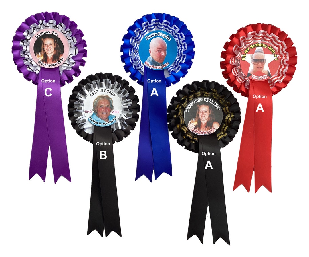 Personalised Rosettes With a Patterned Ribbon Layer. These Custom ...