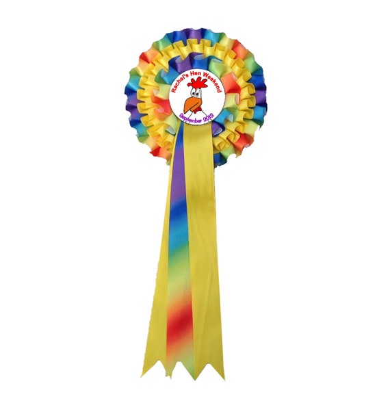 Large Personalised Rainbow Rosettes for Hen Nights. Also - Etsy España