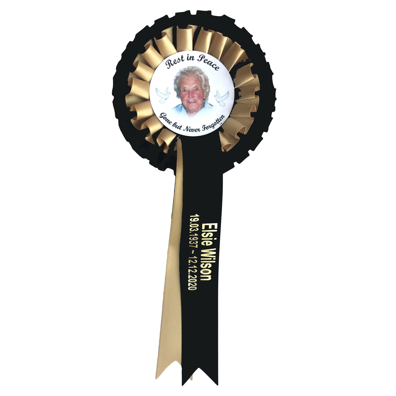 Photo Rosette With Printed Tail, Rosettes for Funerals. Birthdays, Hen ...