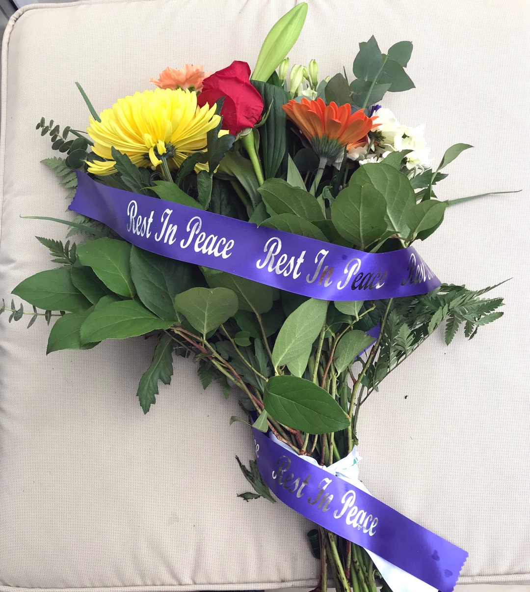 Floral Tribute Ribbon, Birthday Bouquet and Wreath Ribbon. Personalised ...