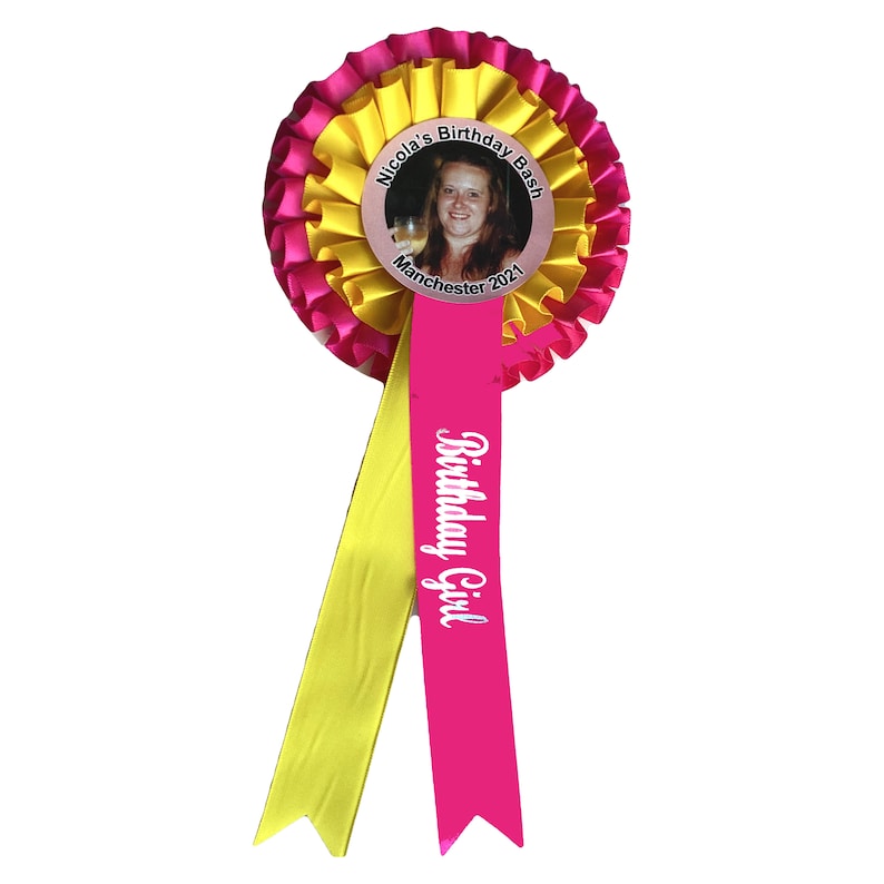 Photo Rosette With Printed Tail, Rosettes for Funerals. Birthdays, Hen ...
