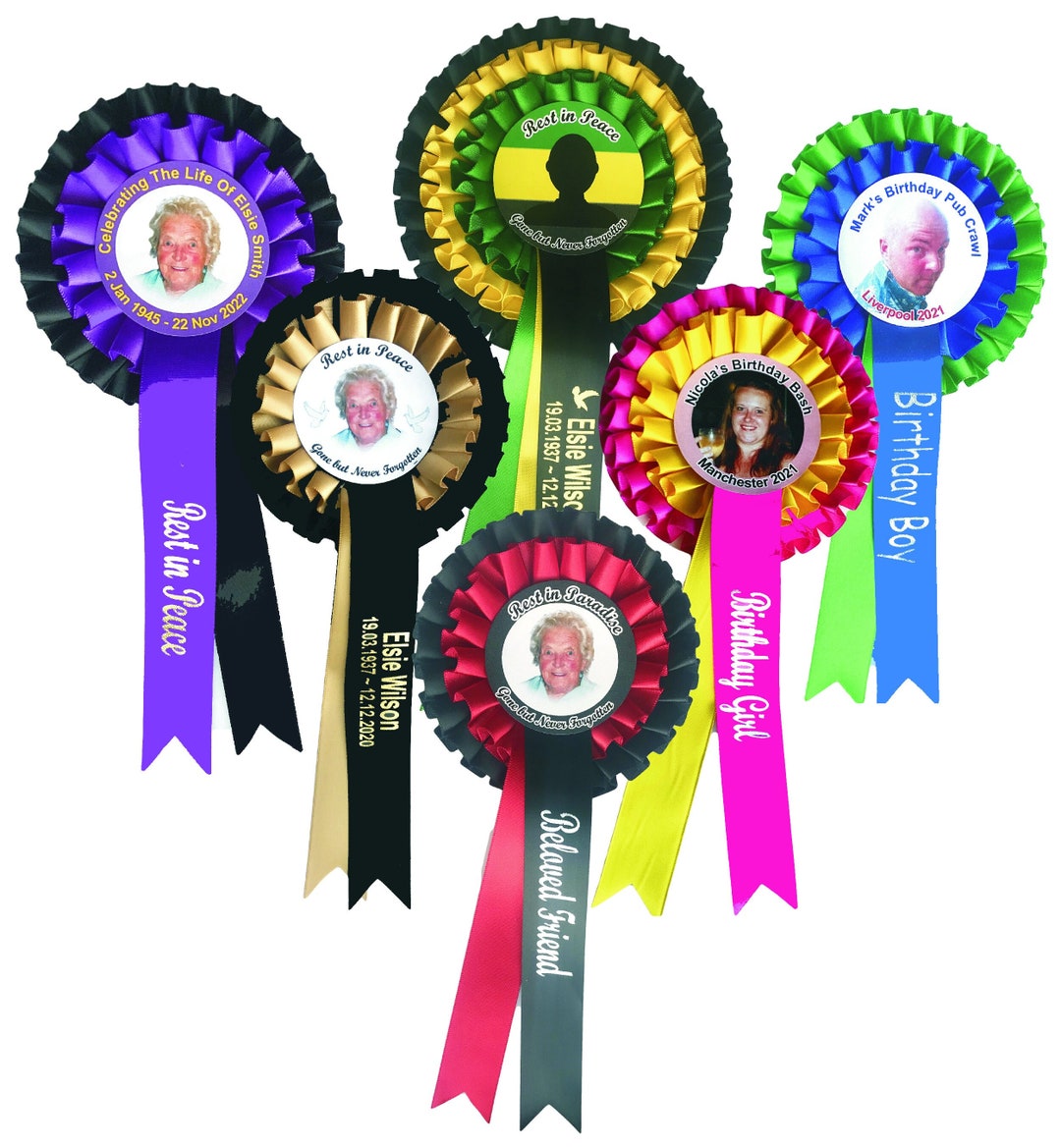 Personalized Photo Rosette, Custom Event Ribbon, Printed Tail - Etsy