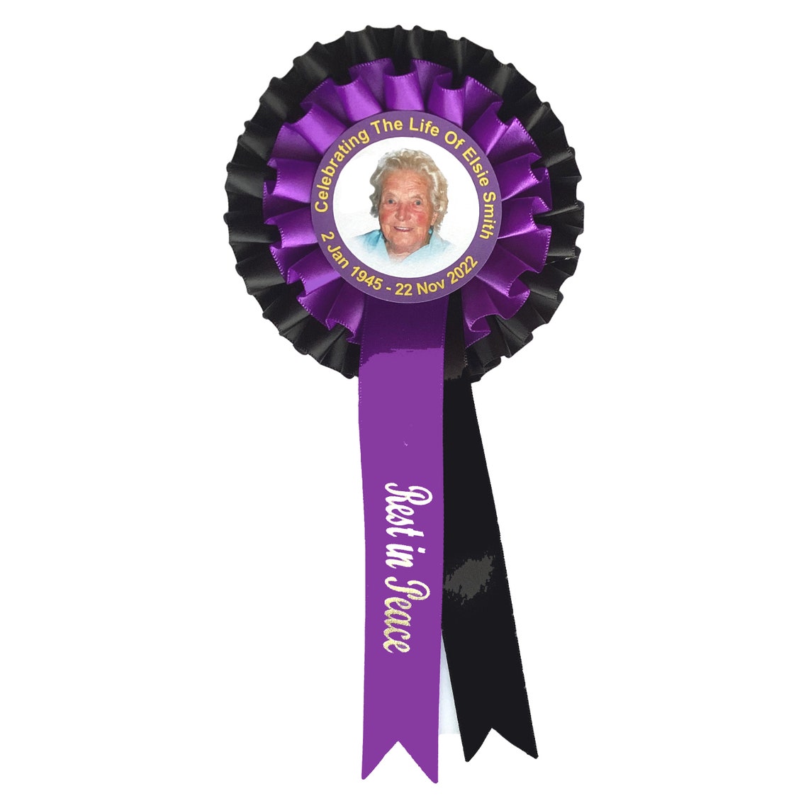 Photo Rosette With Printed Tail, Rosettes for Funerals. Birthdays, Hen ...