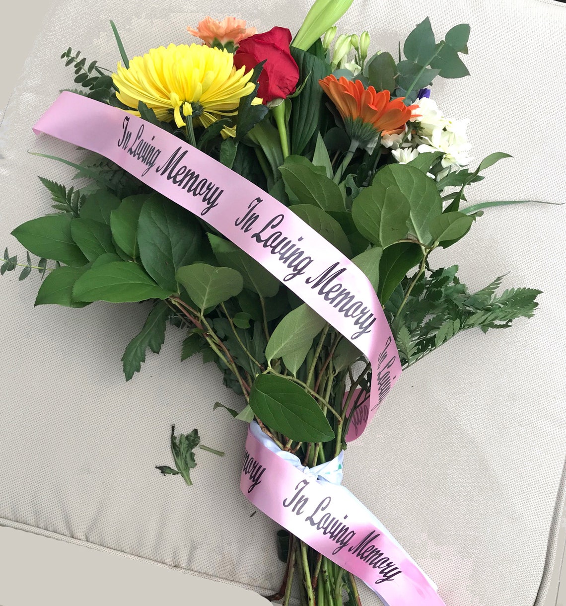 Floral Tribute Ribbon Birthday Bouquet and Wreath Ribbon. - Etsy