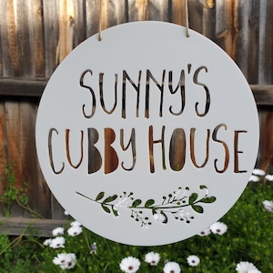 Personalised Cubby House Sign Floral Design-laser Cut-kids Gift-wall ...