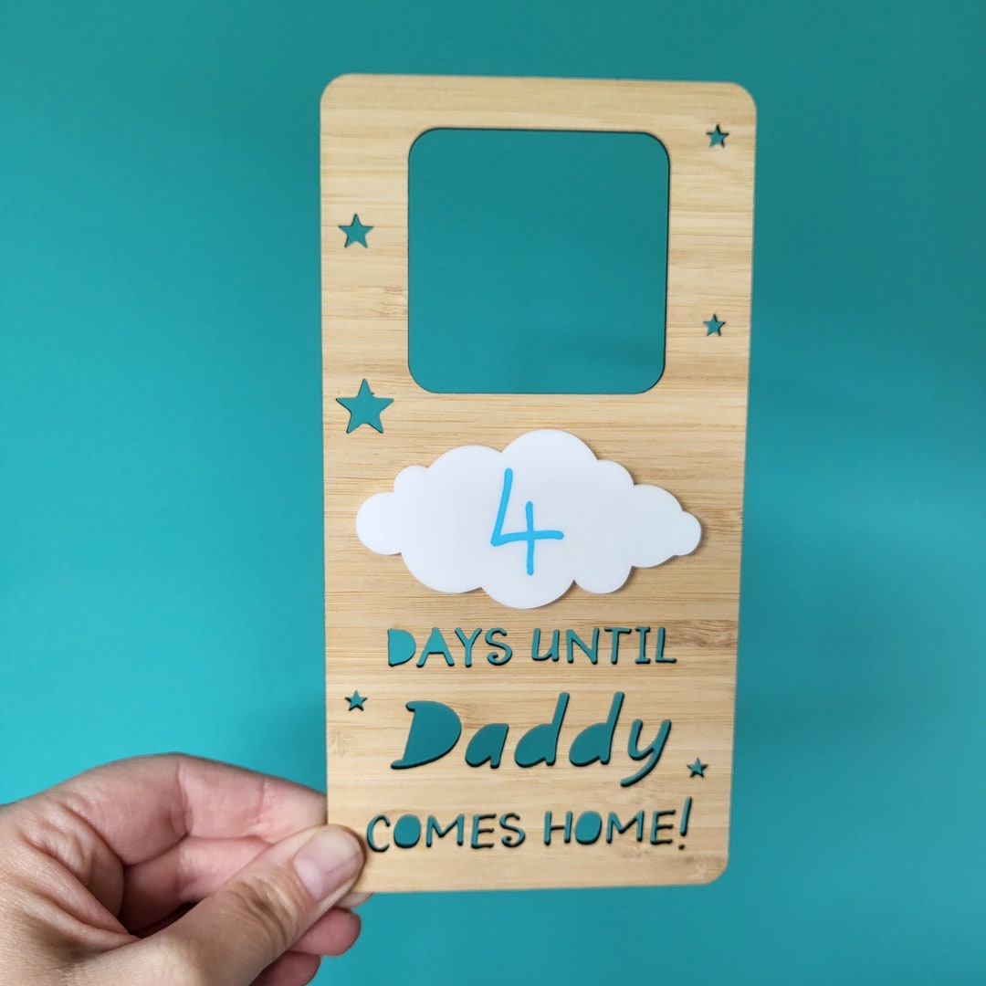 Days Until Daddy Comes Home Countdown Wooden Door Hanger- Name-kids ...