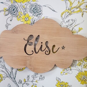 Personalised Wooden Bamboo Door / Wall Hanging Cloud Design With Star ...