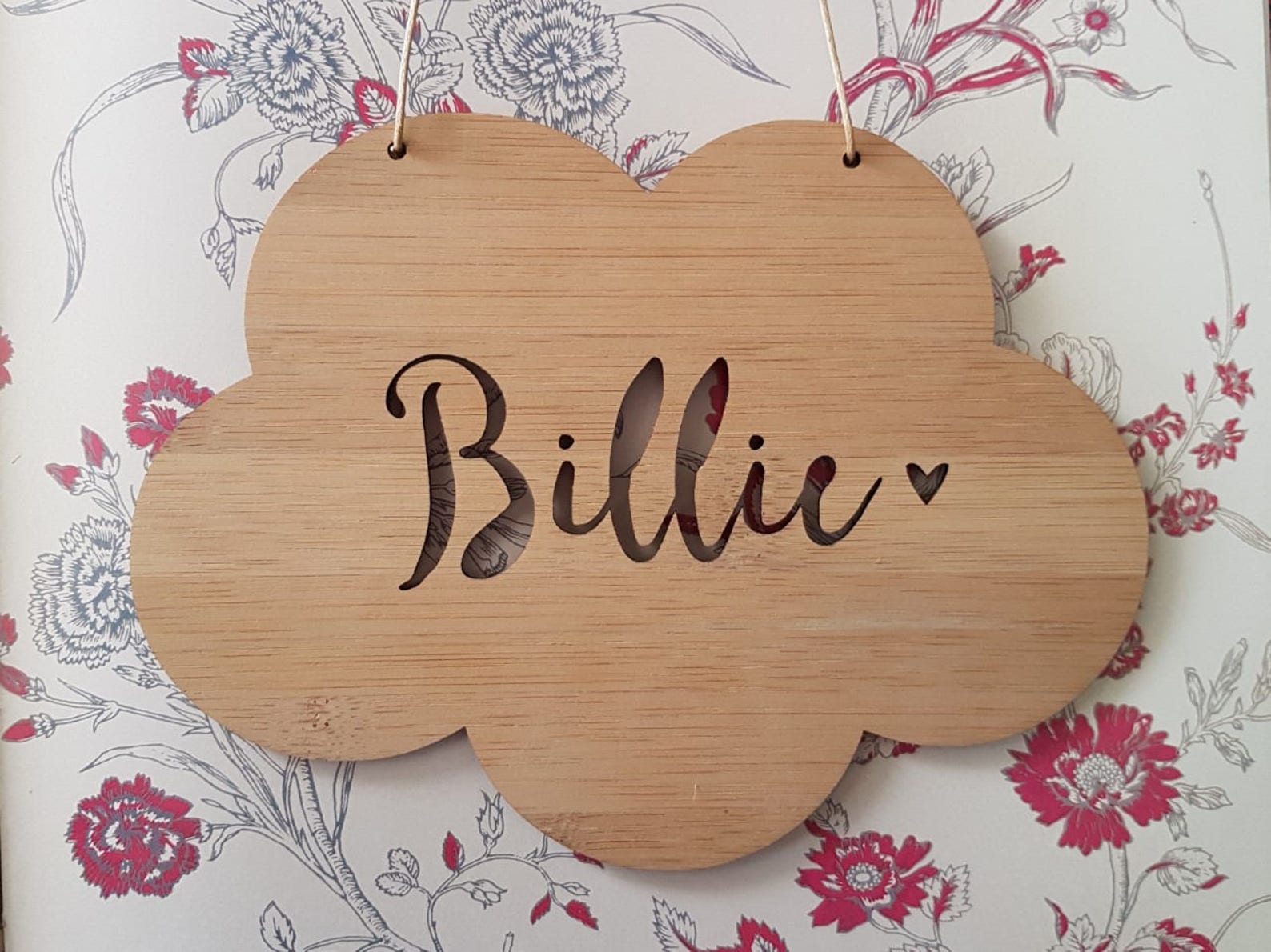 Personalised Wooden Bamboo Door-personalized-wall Hanging Cloud-heart ...