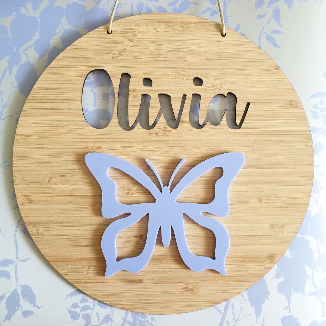 BUTTERFLY Personalised Wooden Wall-door Hanging-nursery Decor-plaque ...
