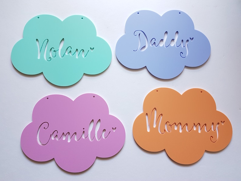 Personalised Wooden Bamboo Door-personalized-wall Hanging Cloud-heart ...