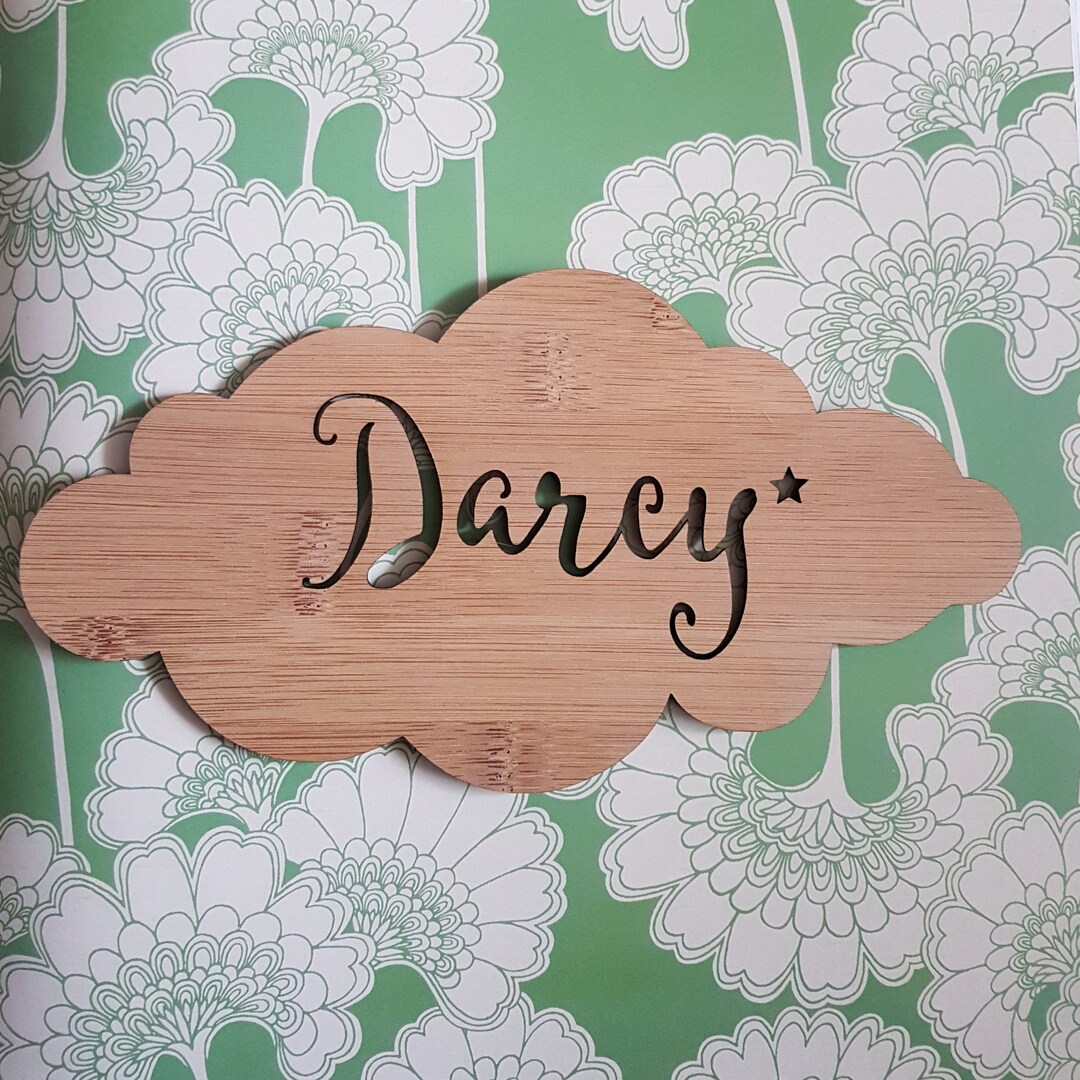 Personalised Wooden Bamboo Door / Wall Hanging Cloud Design With Star ...