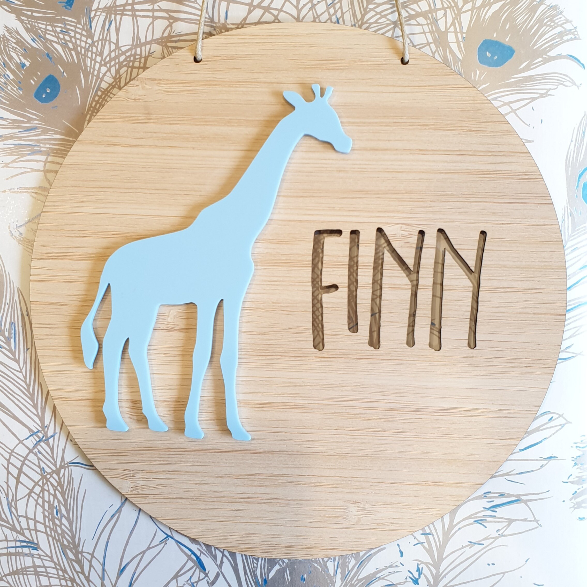 GIRAFFE Personalised Wooden Wall-door Hanging-nursery Decor-plaque-kids ...