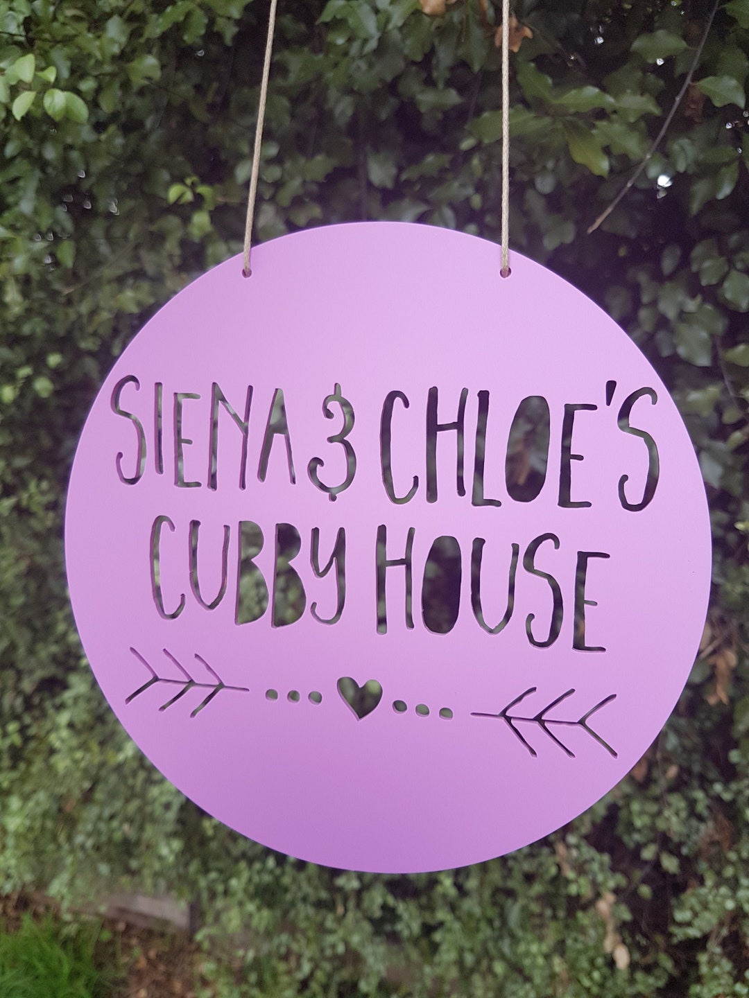 Personalised Cubby House Sign Heart and Arrow Design-treehouse-plaque ...