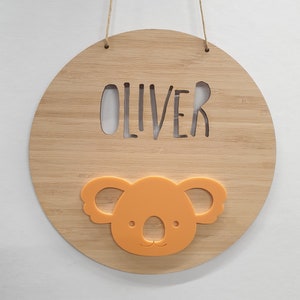 KOALA Personalised Wooden Wall-door Hanging-nursery Decor-plaque-kids ...