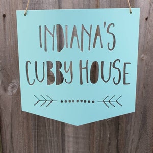 Personalised Cubby House Sign DOTS AND ARROW Design-treehouse-plaque ...