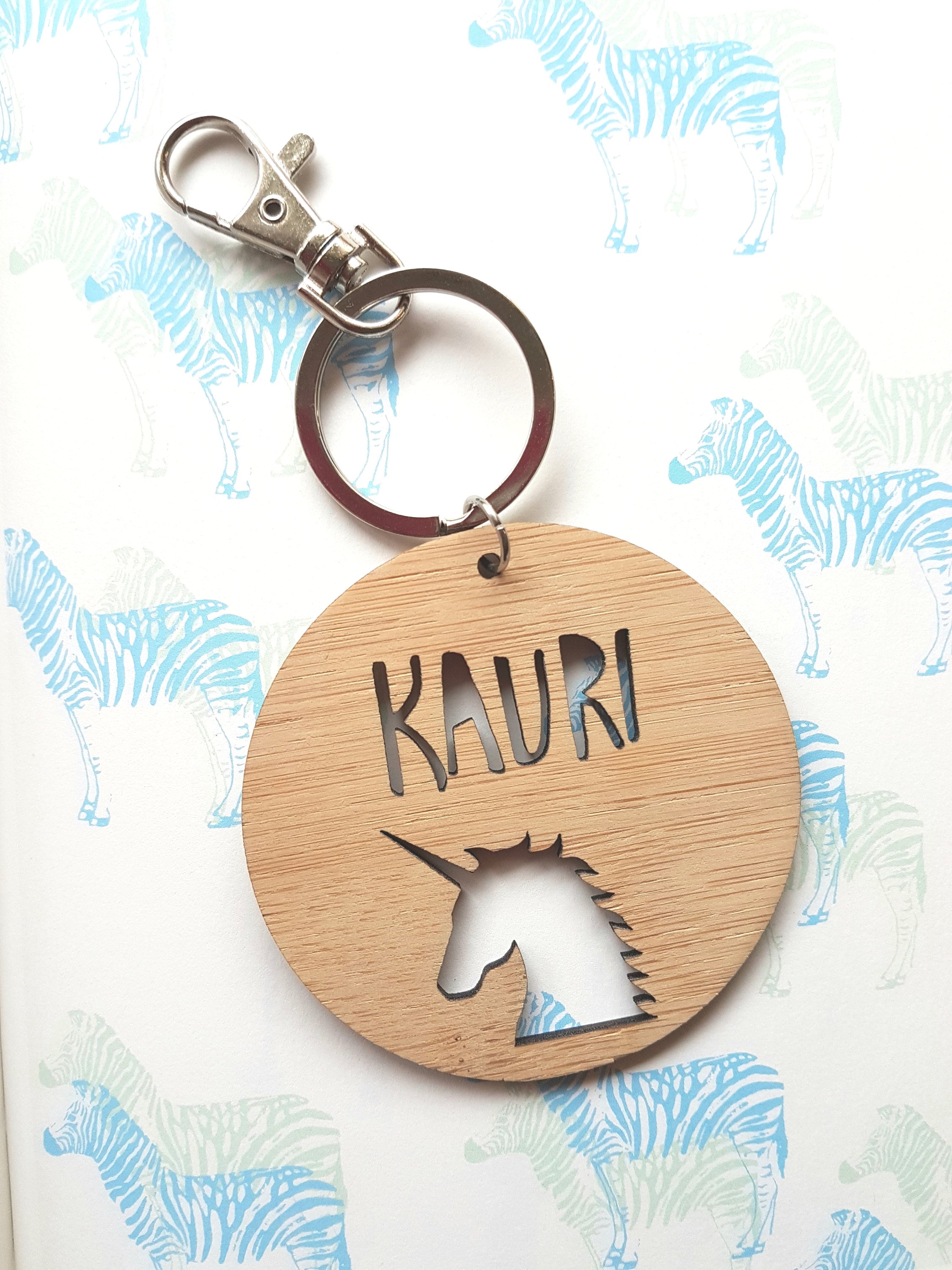 Unicorn Bag Tag / Keyring Wood Bamboo Personalised | Etsy