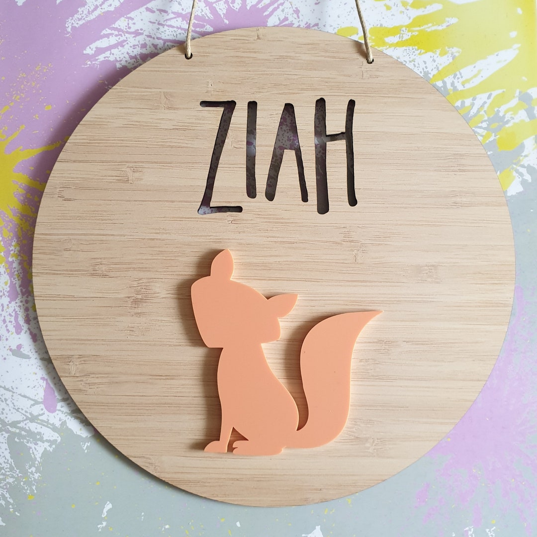 Personalised Fox Door Hanging - Kids Wall Sign - Etsy