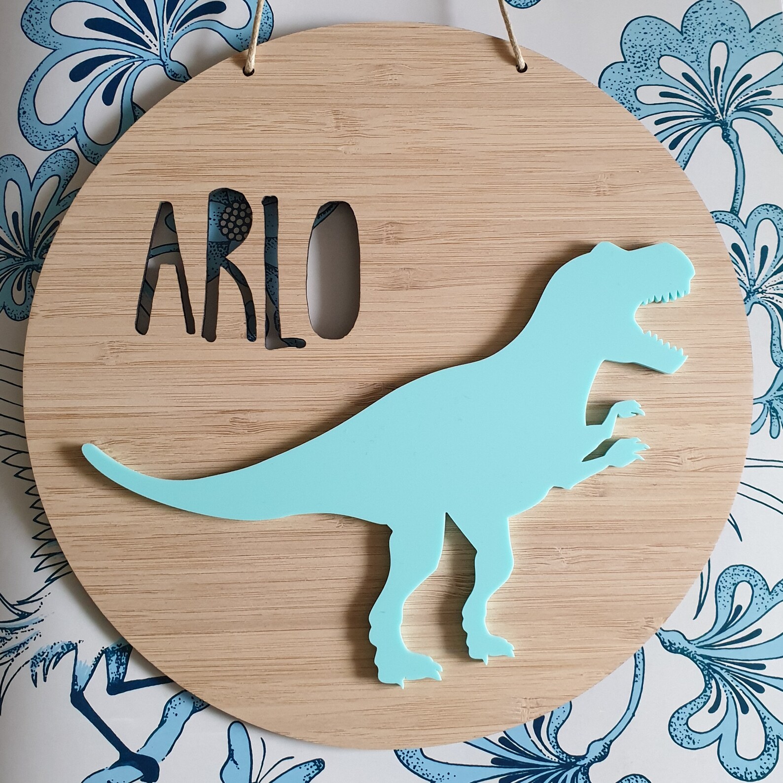 DINOSAUR T REX Personalised Wooden Wall-door Hanging-nursery Decor ...