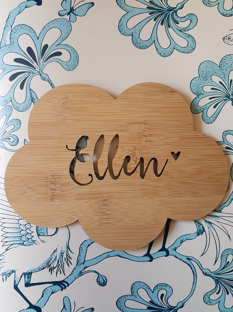 Personalised Wooden Bamboo Door-personalized-wall Hanging Cloud-heart ...