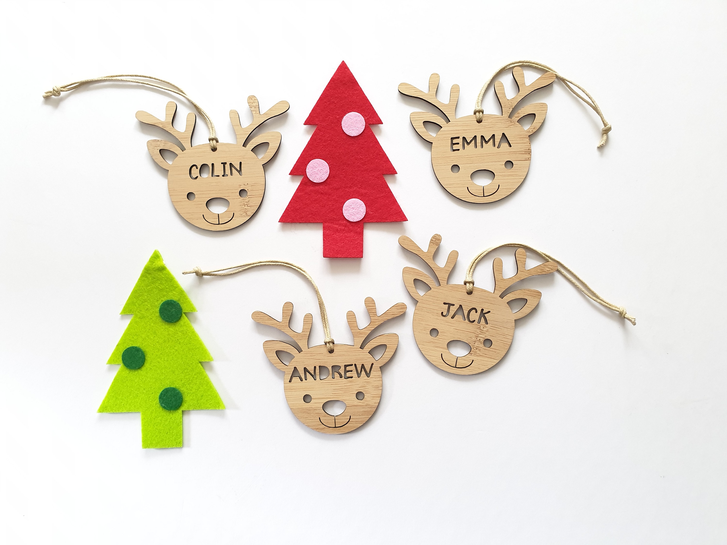 RUDOLPH DESIGN Personalised Wood Christmas Decoration-reindeer-ornament ...