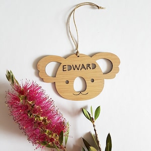 Personalised KOALA Christmas Wood Christmas Decoration-ornament ...