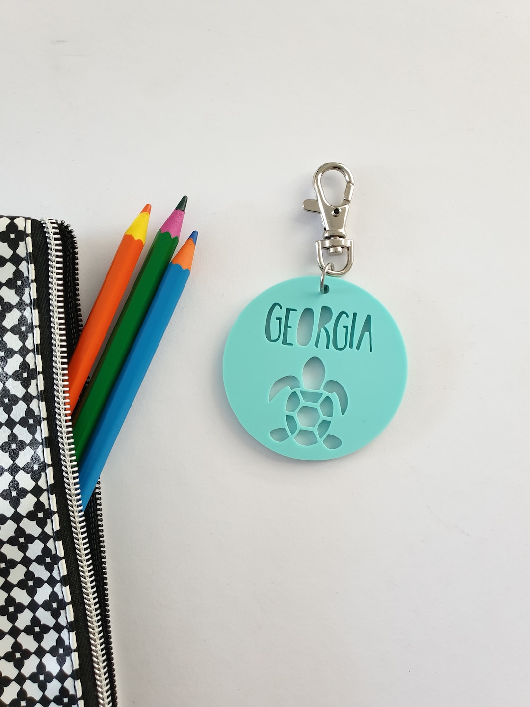 Turtle Pastel Bag Tag / Keyring-personalised Custom-school-kinder ...