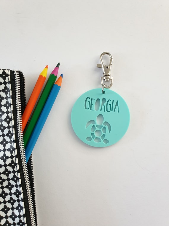 Turtle Pastel Bag Tag / Keyring-personalised | Etsy