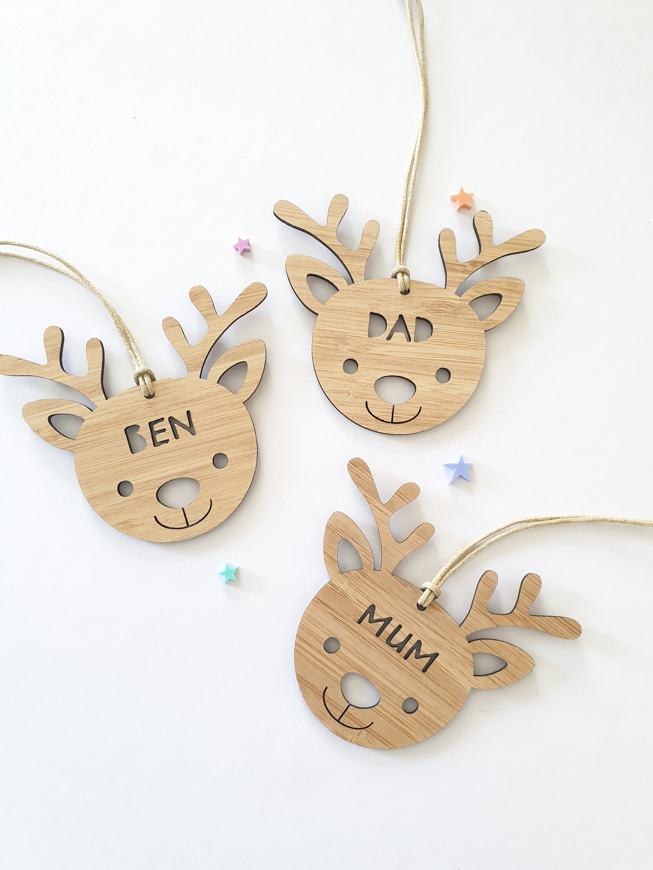 RUDOLPH DESIGN Personalised Wood Christmas Decoration-reindeer-ornament ...