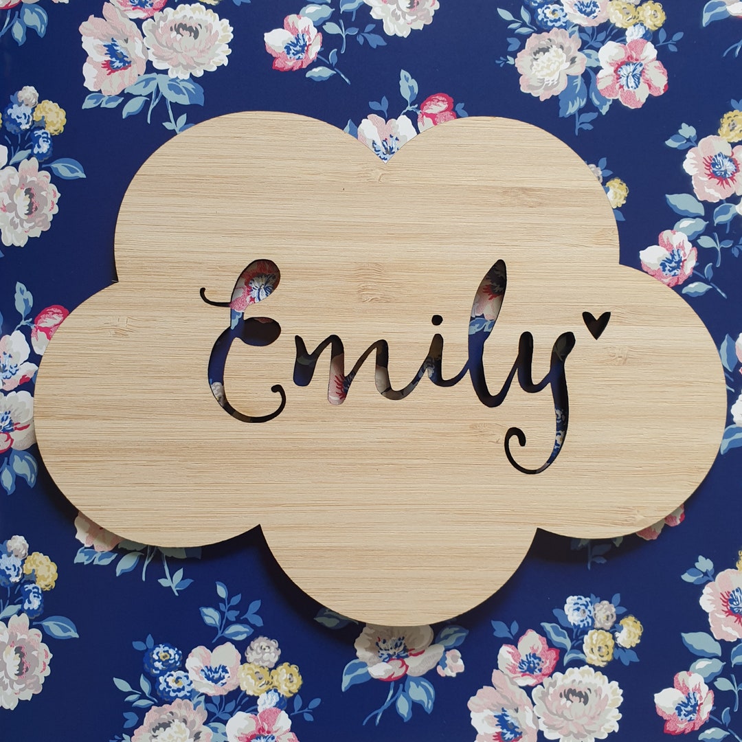 Personalised Wooden Bamboo Door-personalized-wall Hanging Cloud-heart ...