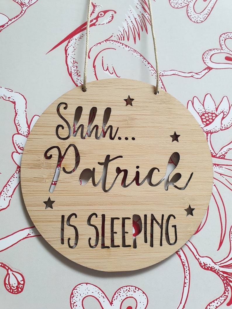 Shhh Baby is Sleeping Personalised Wooden Bamboo Door / Wall | Etsy