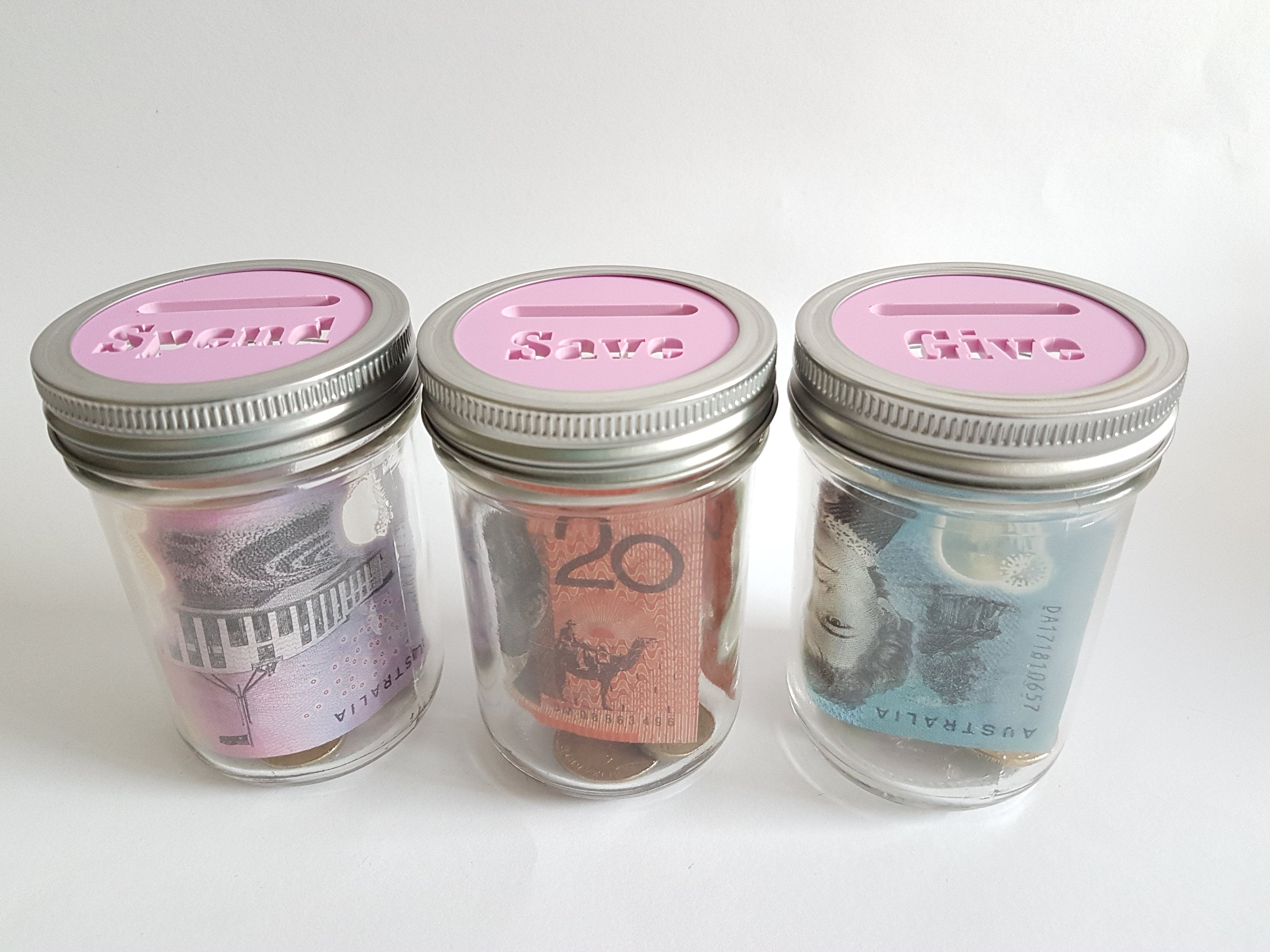 Save Spend Give Mason Jar Money Box-money Jar-moneybox-savings-kids ...