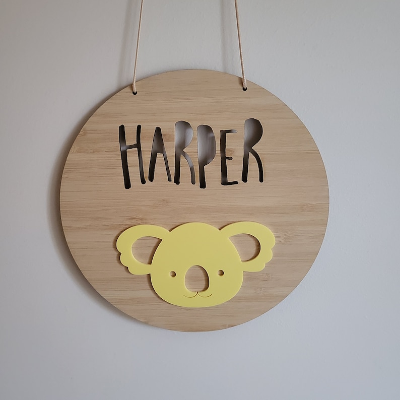 KOALA Personalised Wooden Wall-door Hanging-nursery Decor-plaque-kids ...
