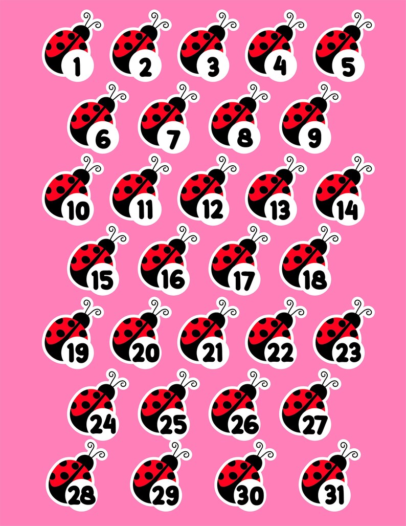 Ladybug Numbers 1-31 - Etsy