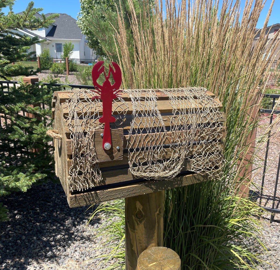 Rustic Lobster Trap Mailbox: Nautical Coastal Decor - Driftwood or ...