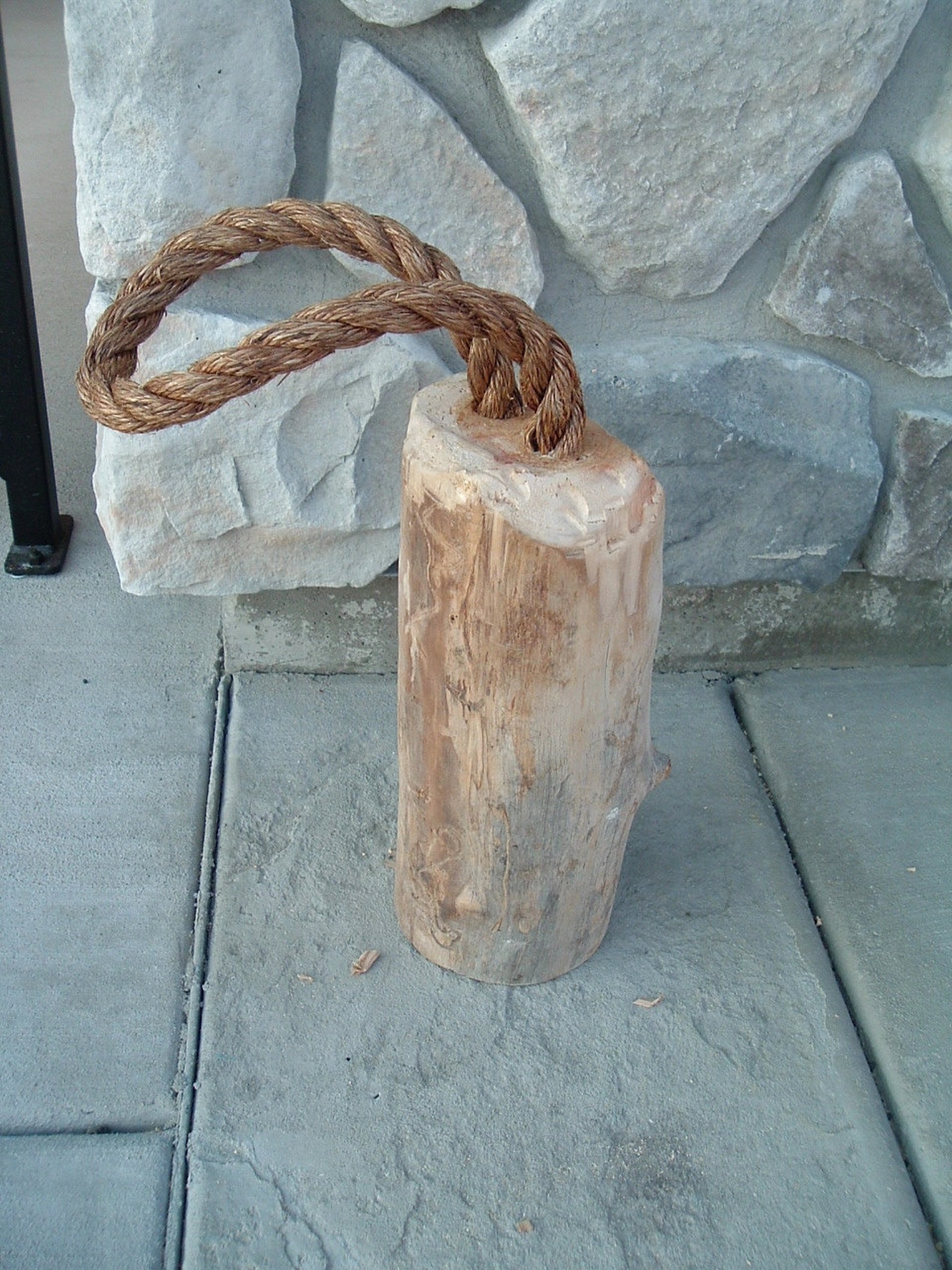 Nautical Piling Rustic Wood Doorstop or Decor With Rope Handle - Etsy