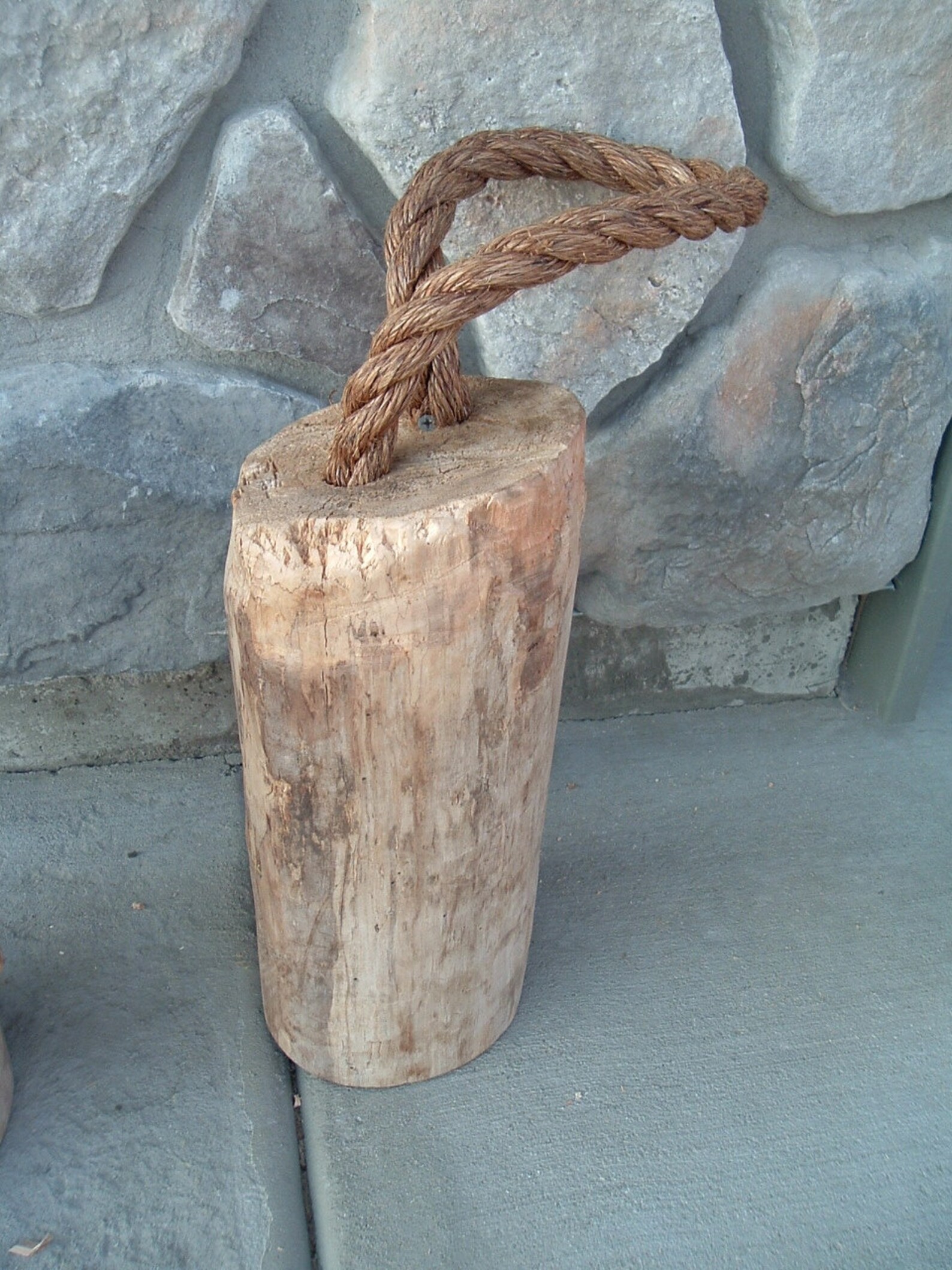 Nautical Piling Rustic Wood Doorstop or Decor With Rope Handle - Etsy